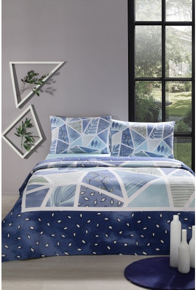 Özdilek Natural Patch Mavi Çift Kişilik Pike Takımı