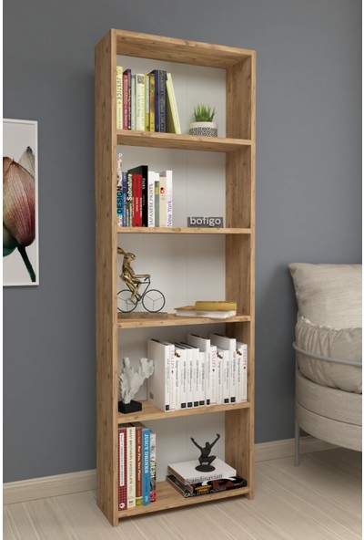 Bofigo Dekoratif 5 Raflı Kitaplık Çam