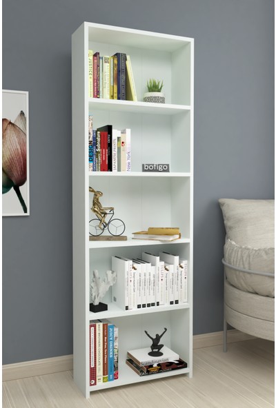 Bofigo Dekoratif 5 Raflı Kitaplık Beyaz
