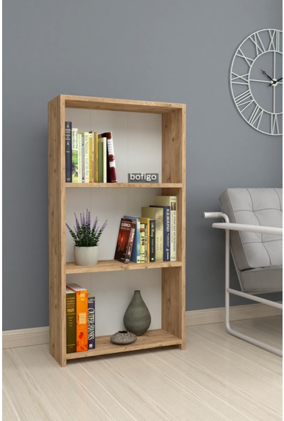 Bofigo Dekoratif 3 Raflı Kitaplık Çam
