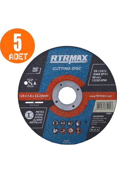 Badem10 Rtrmax Inox Metal Kesici Taş Disk 125X1.6X22.23 mm 5 Adet Badem10 Rtrmax Inox Metal Kesici Taş Disk 125X1.6X22.23 mm 5 Adet