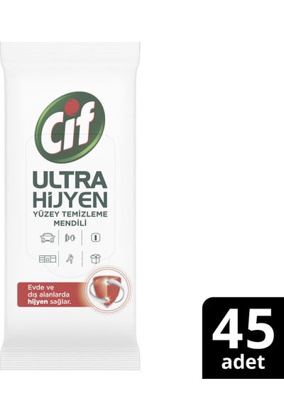 Cif Yüzey Temizleme Mendili Ultra Hijyen 45'li