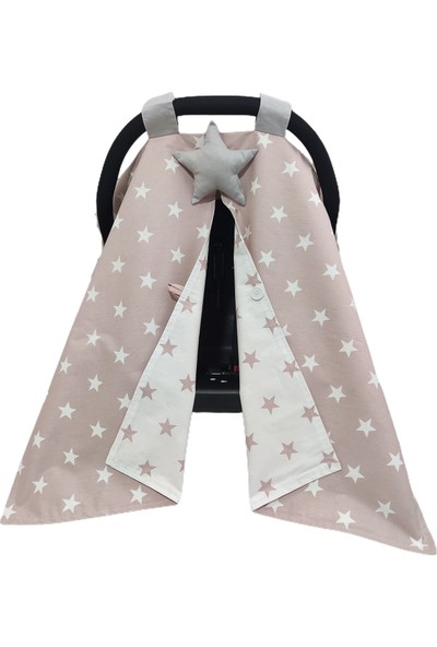 Bebekatölyesi Puset Örtüsü Pudra Yıldız Desenli