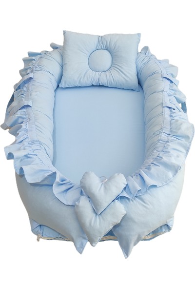 Bebekatölyesi Babynest Mavi Renk Fırfır Kenar Bebekatölyesi Babynest Mavi Renk Fırfır Kenar