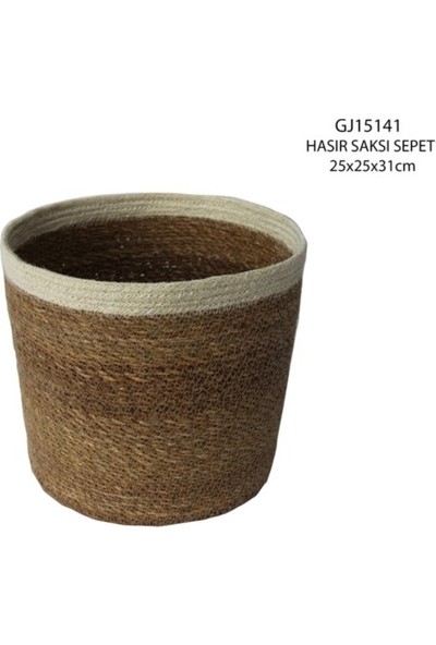 Markimo Home Hasır Sele Sepet Saksı - Hasır Ince Kulpsuz Krem Büyük Boy - 25X25X31 Markimo Home Hasır Sele Sepet Saksı - Hasır Ince Kulpsuz Krem Büyük Boy - 25X25X31