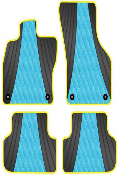 Tegin Mercedes Atego 2013 ve Sonrası 15-17 Buz Mavisi Siyah Deri Desenli Sarı Kenarlı Paspas Tegin Mercedes Atego 2013 ve Sonrası 15-17 Buz Mavisi Siyah Deri Desenli Sarı Kenarlı Paspas