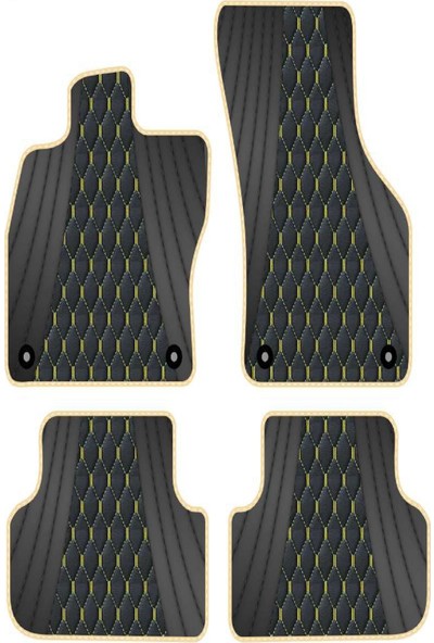 Tegin Ford Courier 2016 ve Sonrası Sarı Dikişli Siyah Deri Desenli Bej Kenarlı Paspas Tegin Ford Courier 2016 ve Sonrası Sarı Dikişli Siyah Deri Desenli Bej Kenarlı Paspas