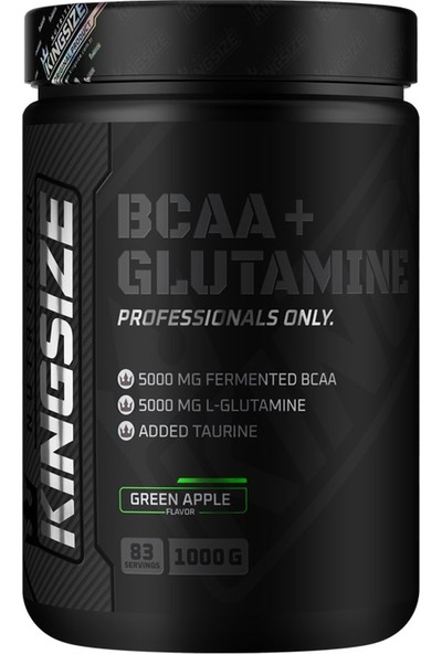 Kingsize Nutrition Bcaa + Glutamine Powder Yeşil Elma Aromalı 1000 gr Kingsize Nutrition Bcaa + Glutamine Powder Yeşil Elma Aromalı 1000 gr