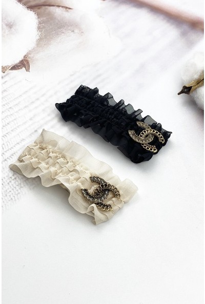 ÇLK Accessories 2'li Çıtçıt Toka Taşlı Organze Model