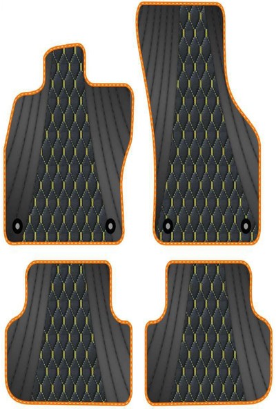 Tegin Dikişli Siyah Deri Desenli Paspas