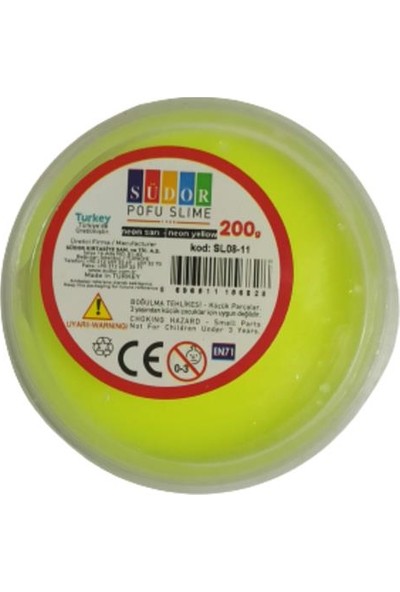 Südor Slıme 200 ml Pofu Fosforlu Sarı SL08-11 Südor Slıme 200 ml Pofu Fosforlu Sarı SL08-11