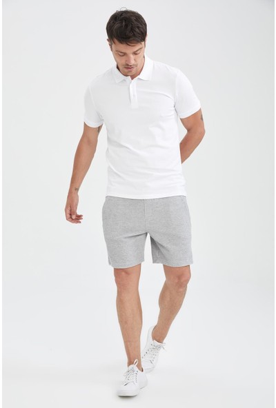 DeFacto Slim Fit Beli Bağcıklı Basic Şort U3311AZ21SM