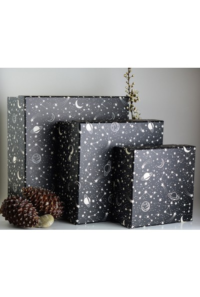 Fark Tanıtım Galaxy Tasarımlı Çok Amaçlı Hediye Kutusu 3'lü