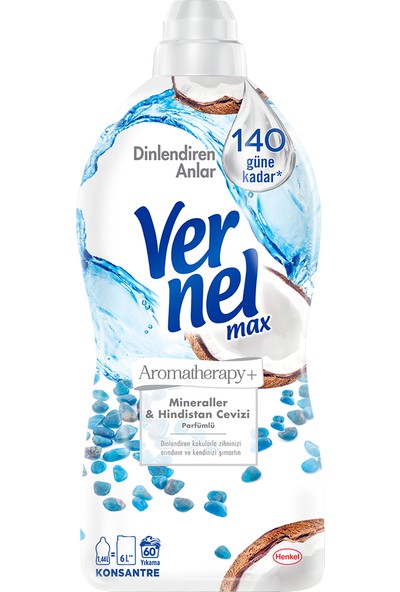 Vernel Max Konsantre Sıvı Çamaşır Yumuşatıcısı Hindistan Cevizi 1440ml 60 Yıkama Vernel Max Konsantre Sıvı Çamaşır Yumuşatıcısı Hindistan Cevizi 1440ml 60 Yıkama
