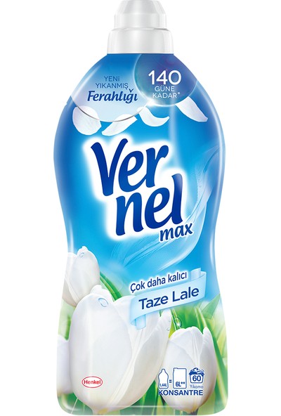 Vernel Max Konsantre Sıvı Çamaşır Yumuşatıcısı Taze Lale 1440ml 60 Yıkama Vernel Max Konsantre Sıvı Çamaşır Yumuşatıcısı Taze Lale 1440ml 60 Yıkama