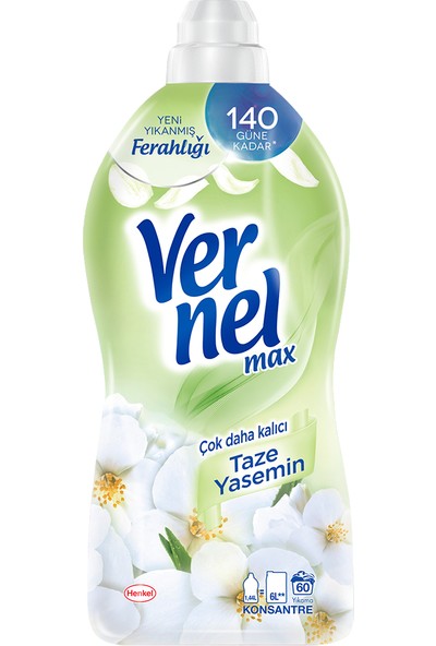 Vernel Max Konsantre Sıvı Çamaşır Yumuşatıcısı Yasemin&Aloevera 1440ml 60 Yıkama Vernel Max Konsantre Sıvı Çamaşır Yumuşatıcısı Yasemin&Aloevera 1440ml 60 Yıkama