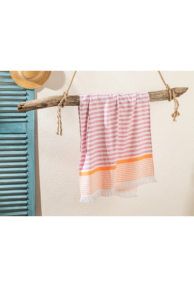 English Home Neon Stripe Turuncu & Pembe 70 x 150 cm Çizgili Plaj Havlusu