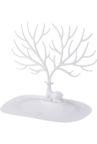 Keyfi Sepet Geyik Boynuzu Tasarımlı Takı Standı Beyaz Renk Keyfi Sepet Geyik Boynuzu Tasarımlı Takı Standı Beyaz Renk