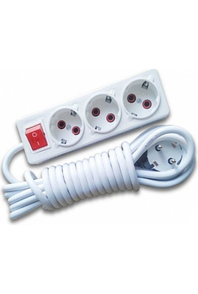 Turan Anahtarlı Topraklı 3lü Priz (10 Metre)