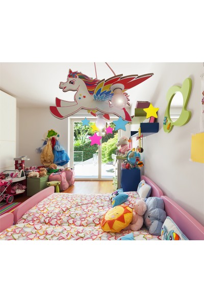 Arya Ahşap Unıcorn Çocuk Odası Aydınlatma