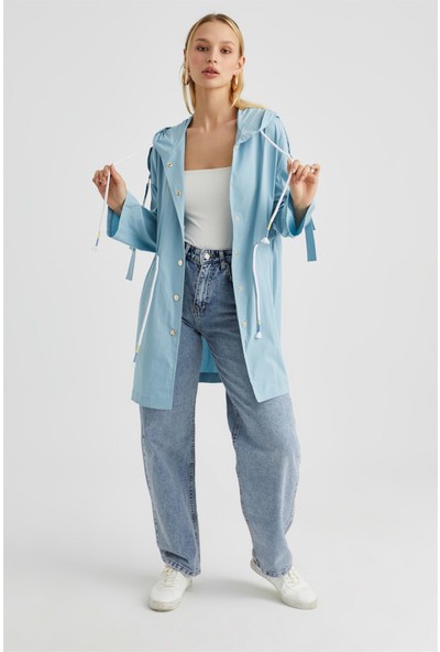 Accort S41-460 Tudor Kadın Trençkot - Mavi Accort S41-460 Tudor Kadın Trençkot - Mavi