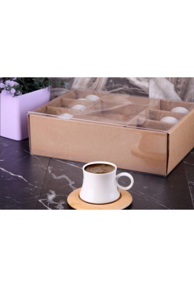 BabilStore 6'lı Kahve Fincan Takımı Bambu Tabaklı