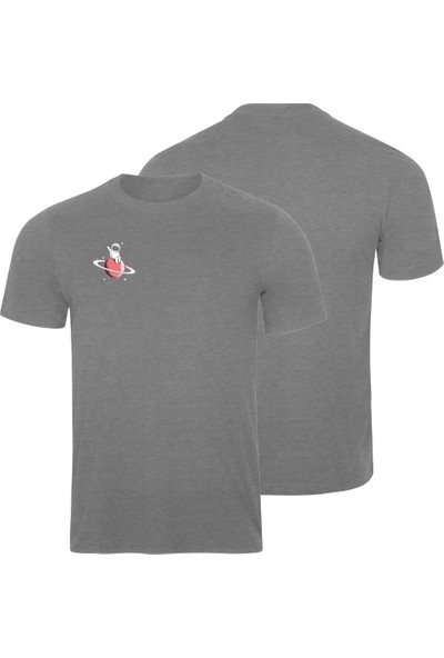Reyondrop Say Hello To Astronaut Baskılı Gri T-Shirt Reyondrop Say Hello To Astronaut Baskılı Gri T-Shirt