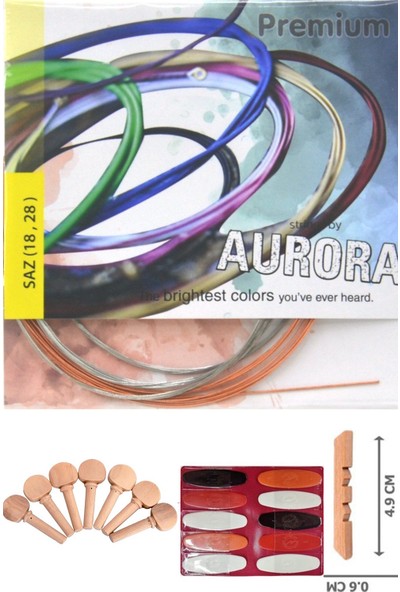 Aurora 0,18 Kısa Sap Profosyonel Bağlama Teli Takımı +10 Adet Tezene + 1 Adet Eşik + 7 Adet Burgu