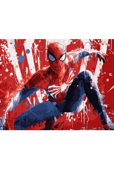 Patladı Gitti Spider Man Tuvale Gerili Sayılarla Boyama Hobi Seti 40X50 cm