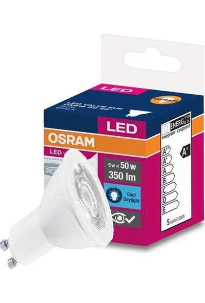 Osram Ledvalue 5W (50W) LED Spot Ampul GU10 Gün Işığı 4000K Osram Ledvalue 5W (50W) LED Spot Ampul GU10 Gün Işığı 4000K