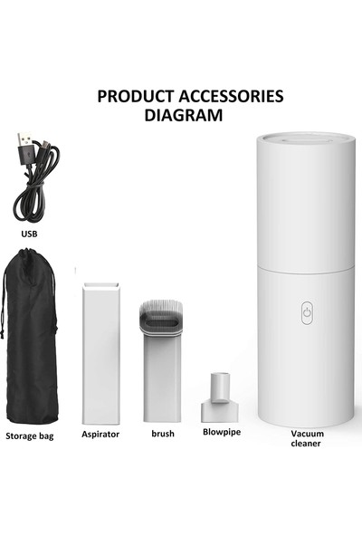 Bebay Mini Portable Vacum Cleaner Şarjlı Süpürge (Beyaz)