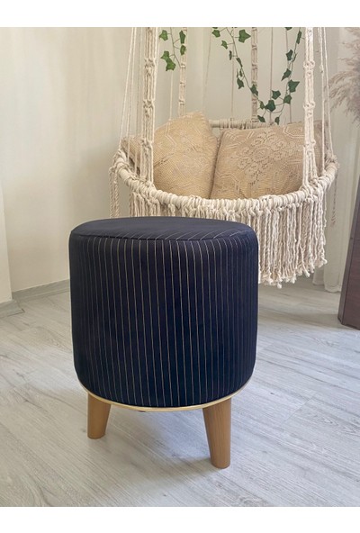 Müber Tasarım Müber Black Golden Rope Desen Puf