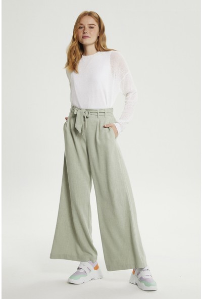 Muni Muni Rahat Kesim Yüksek Bel Çağla Yeşili Pantolon 50395