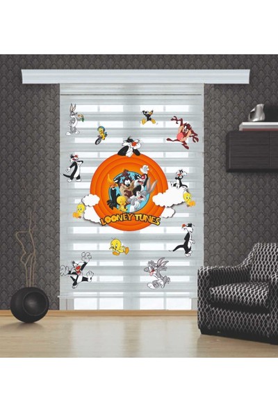 Grande Looney Tunes Sevimli Kahramanlar Baskılı Çocuk Odası Zebra Perde Grande Looney Tunes Sevimli Kahramanlar Baskılı Çocuk Odası Zebra Perde