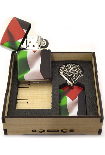 Anahtarlık Sepeti Filistin Bayrak Çakmak - Asker Künye Seti Anahtarlık Sepeti Filistin Bayrak Çakmak - Asker Künye Seti