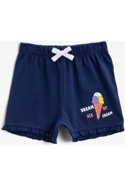 Koton Kız Bebek Baskılı Şort Fırfırlı Pamuklu