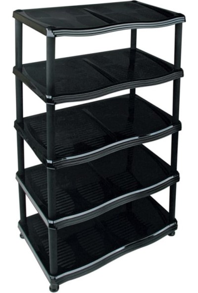 Lira Ayakkabılık 5 Katlı Ayakkabılık Büyük Plastik Ayakkabılık Siyah