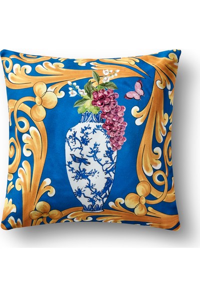 Chiara Alessi Capri Yastik Mavi Küp Desenli 43*43 cm