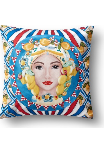 Chiara Alessi Positano Yastik Kadin Yuz Desenli 43*43 cm