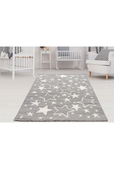 Demter Carpet Yıldızlı Oyma Gri Çocuk Odası HALISI67
