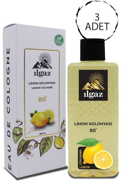 Ilgaz 400 ml 80° 3’lü Elegance Limon Kolonyası