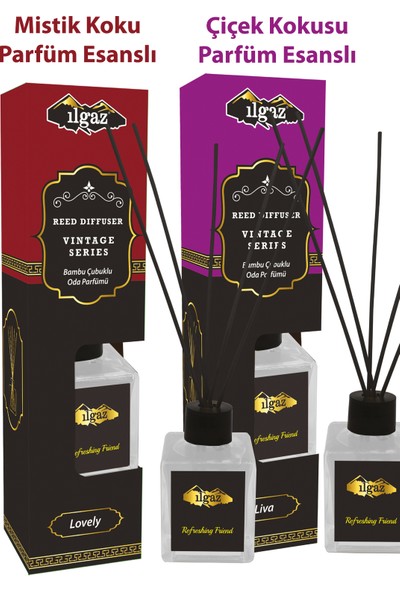 Ilgaz Vintage Series Lovely & Liva Oda Parfümü 2 Adet 100 ml Bambu Çubuklu Oda Kokusu