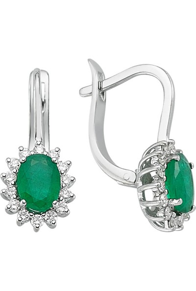 Sirius Pırlanta ve Oval Zümrüt Taşlı Anturaj Küpe 0417E0026