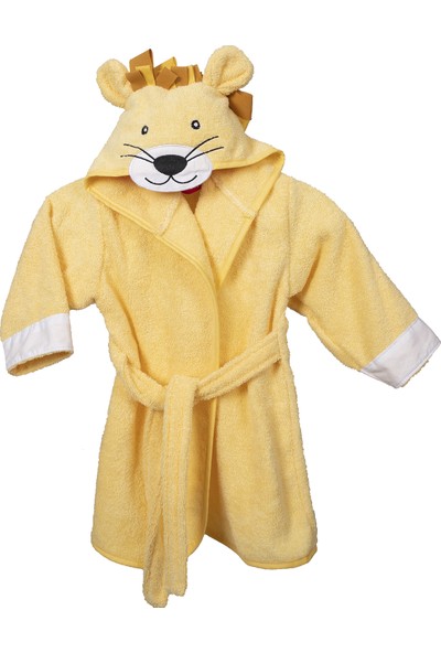 Ely Parker Kız Erkek Çocuk Bornoz Kapşonlu Pamuklu Aslan Hayvan Nakışlı Ely Parker Kız Erkek Çocuk Bornoz Kapşonlu Pamuklu Aslan Hayvan Nakışlı
