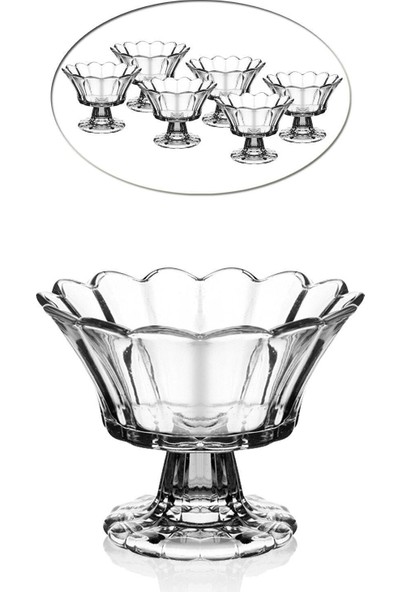 Yzhome 6 Adet Ayaklı Kristal Cam Lokumluk Çerezlik Sunumluk