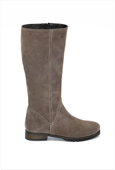 Karven Shoes Kadın Vizon Süet Fermuarlı Çizme 061