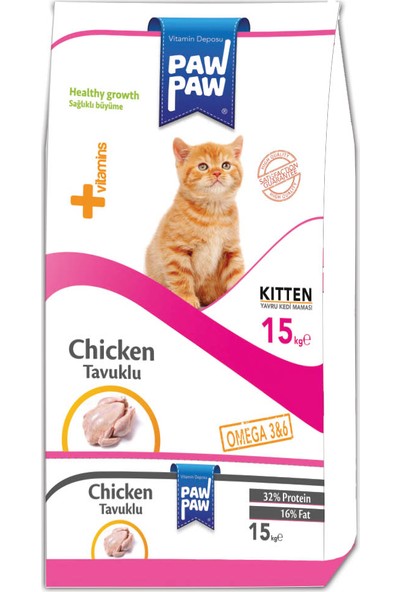 Paw Paw Kitten Tavuk Etli Yavru Kedi Maması 15 kg Paw Paw Kitten Tavuk Etli Yavru Kedi Maması 15 kg