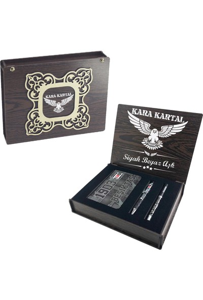 Beşiktaş Vip Ahşap Kutulu Kalem + Defter Set