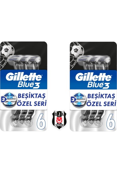 Gillette Blue3 6lı Besiktas Taraftar Paketi x 2 Adet Gillette Blue3 6lı Besiktas Taraftar Paketi x 2 Adet