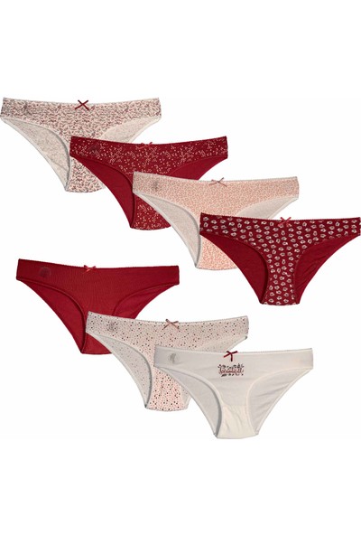 Koza Kadın Pamuklu Slip Külot Kiremit Rengi Kırmızı 7'li Paket Bayan Iç Çamaşırı Koza Kadın Pamuklu Slip Külot Kiremit Rengi Kırmızı 7'li Paket Bayan Iç Çamaşırı